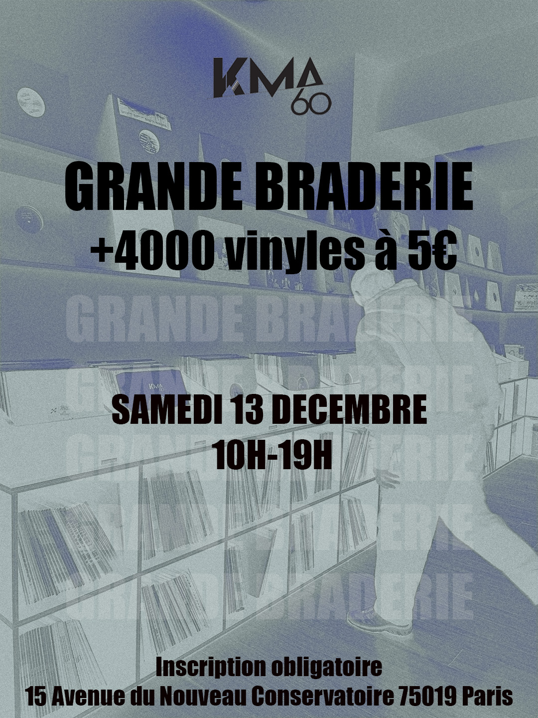 Une braderie de plus de 4000 vinyles à 5€ s'organise à Paris avec le distributeur KMA60
